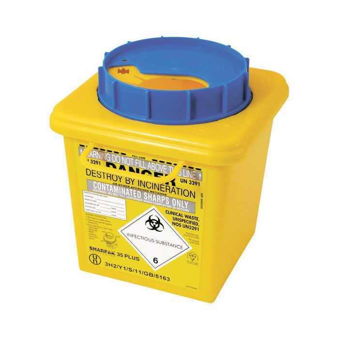 Sharpak Plus Sharps Container Blue Lid with Visilock
